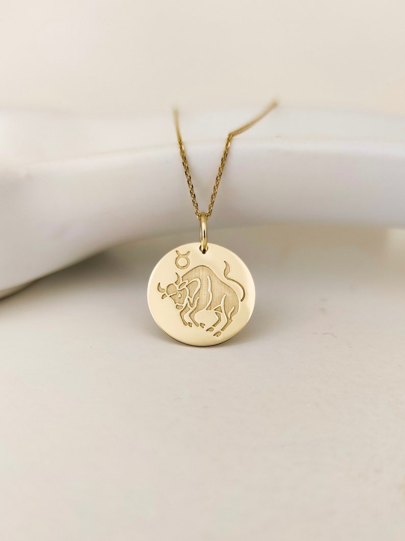 14K Gold Taurus Necklace Astrology Necklace Horoscope - Etsy