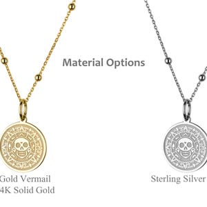14k Solid Gold Pirate Coin Necklace, Personalized Pirate Charm, Pirate ...