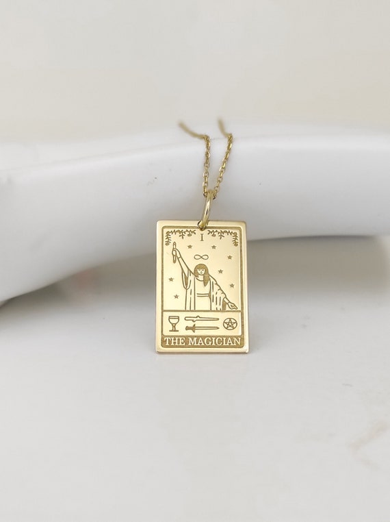14K Gold the Magician Tarot Card Pendant Tarot Deck Gold - Etsy