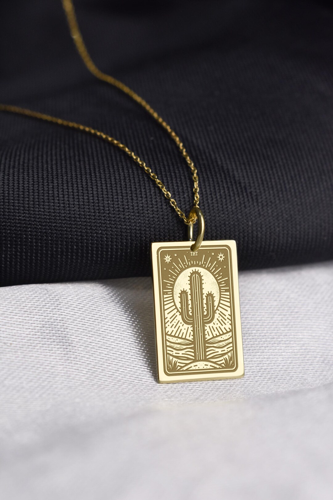 14K Gold Cactus Necklace, Custom Desert Plant Talisman, Nature Amulet ...