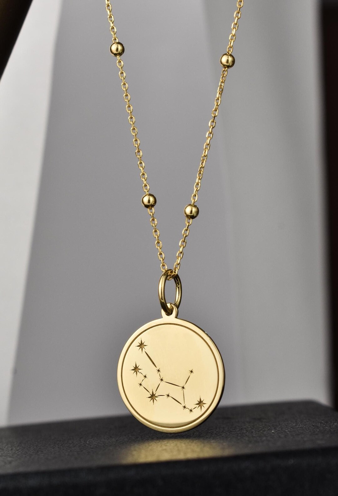 14K Solid Gold Virgo Necklace, Constellation Pendant, Virgo Horoscope ...