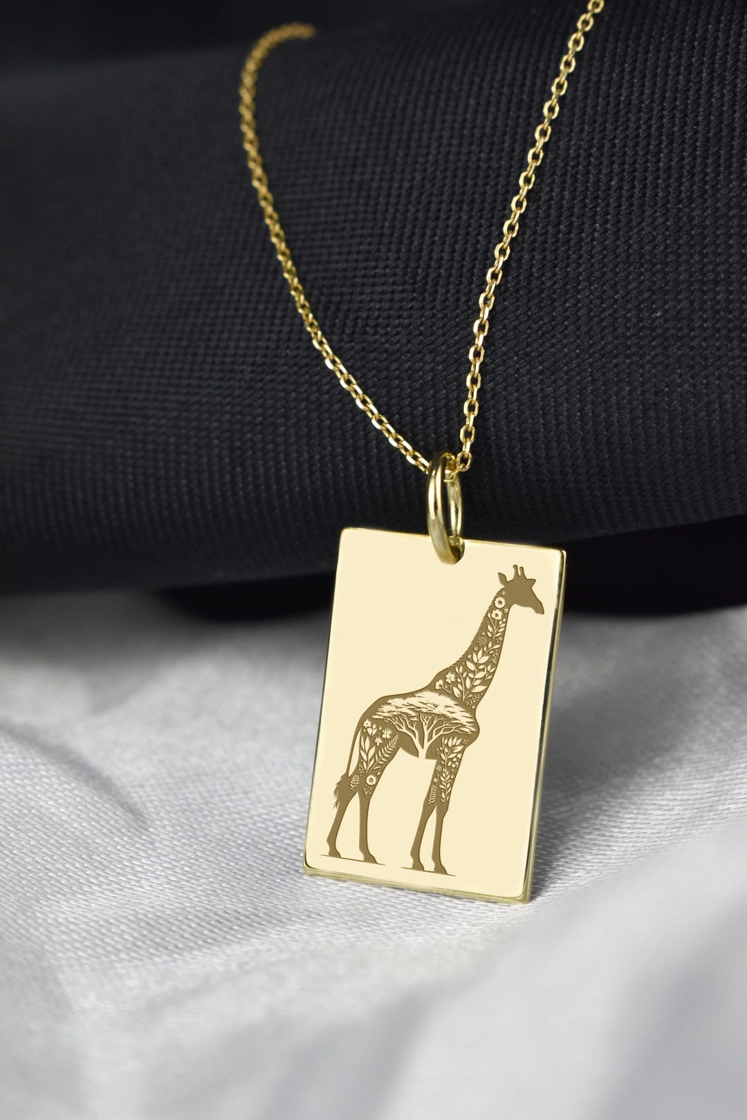 14K Gold Giraffe Necklace, Safari Animal Pendant, Savannah Talisman ...
