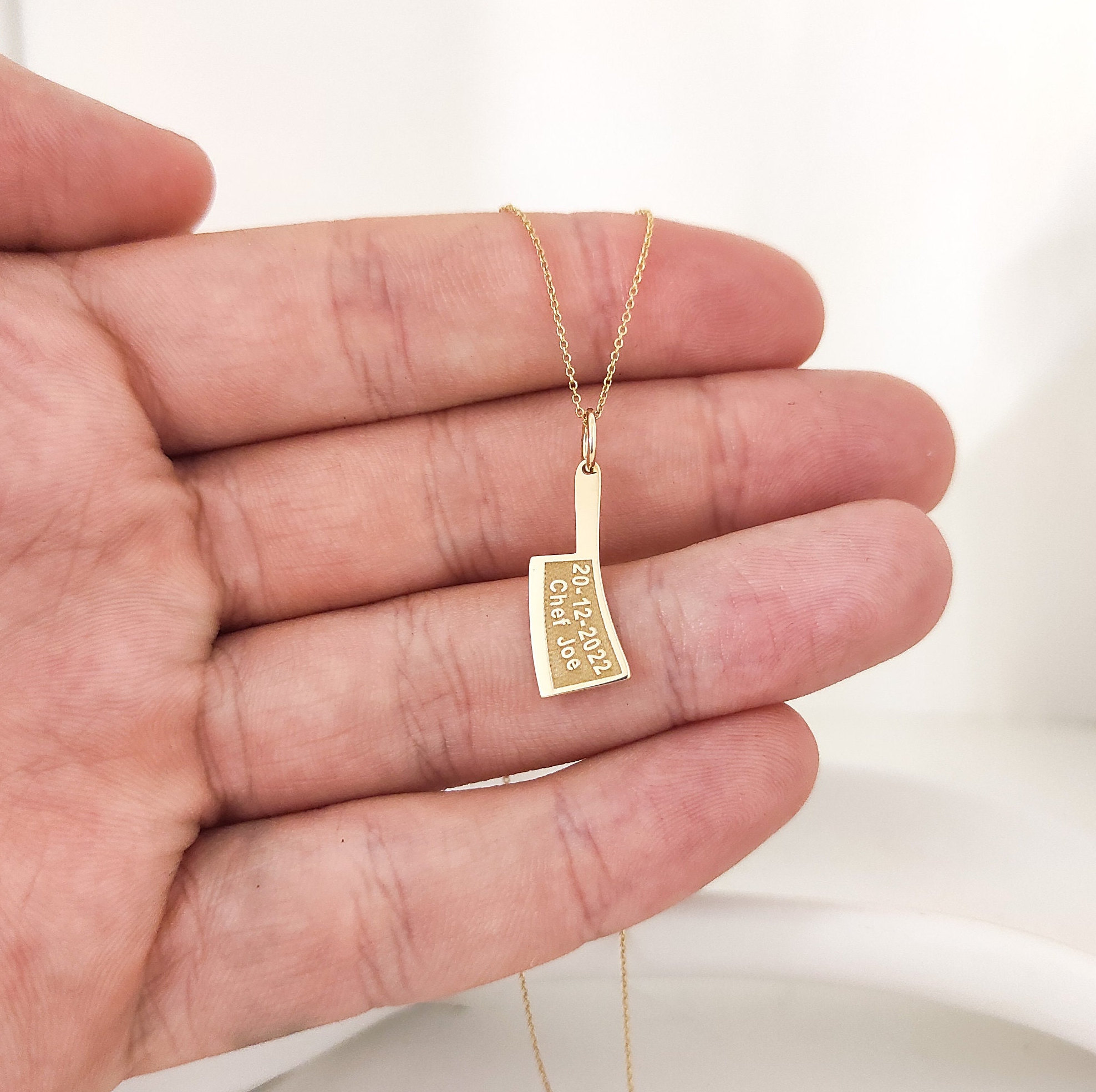 14K Real Solid Gold Chef Necklace Personalized Chef Knife - Etsy