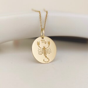 14K Gold Scorpio Necklace, Gold Astrology Scorpion Pendant, Zodiac Sign ...