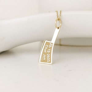 14K Real Solid Gold Chef Necklace, Personalized Chef Knife Pendant ...