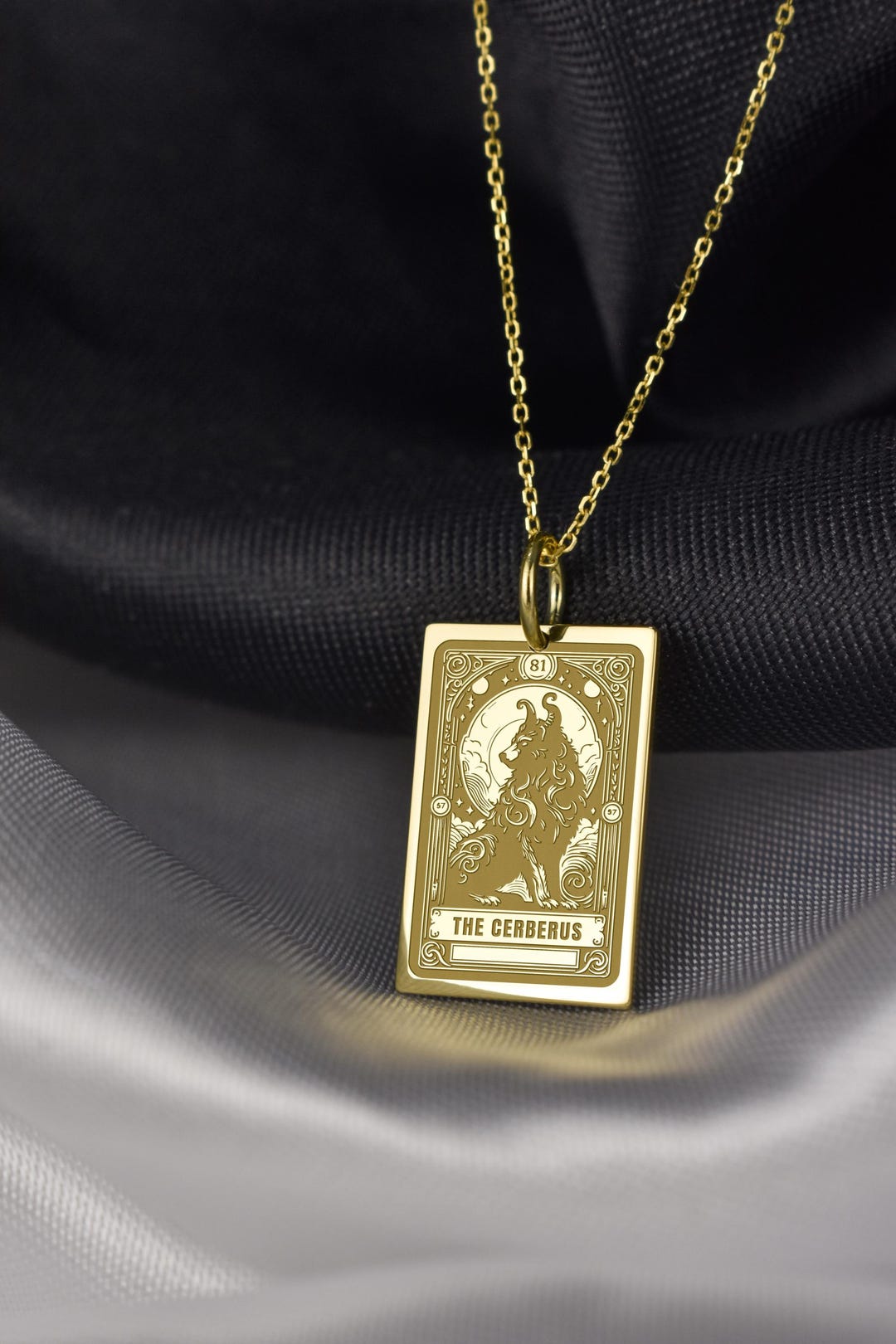 14K Gold Cerberus Necklace, Guard of Hades Jewelry, Mythology Amulet ...