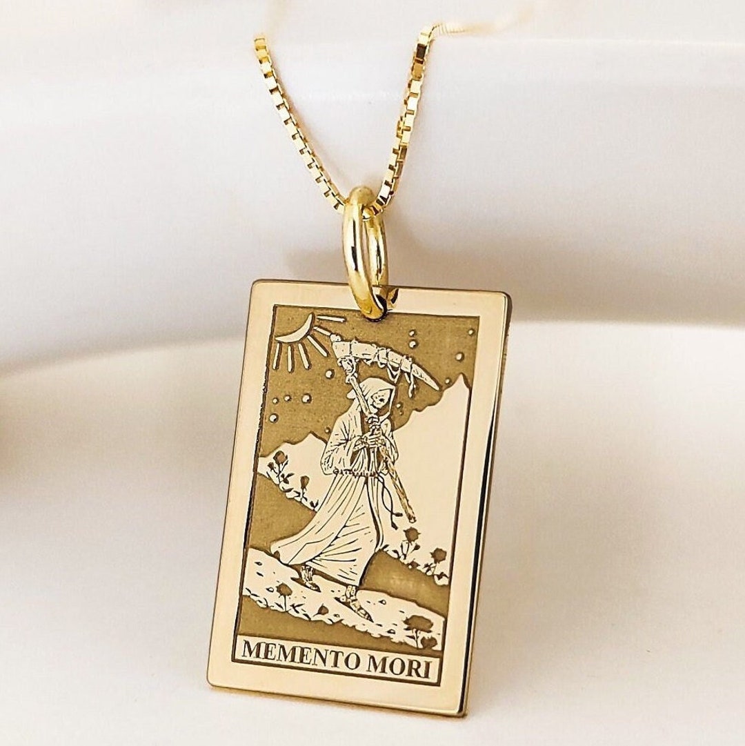 14K Solid Gold Memento Mori Coin Pendant, Remember That You Die ...