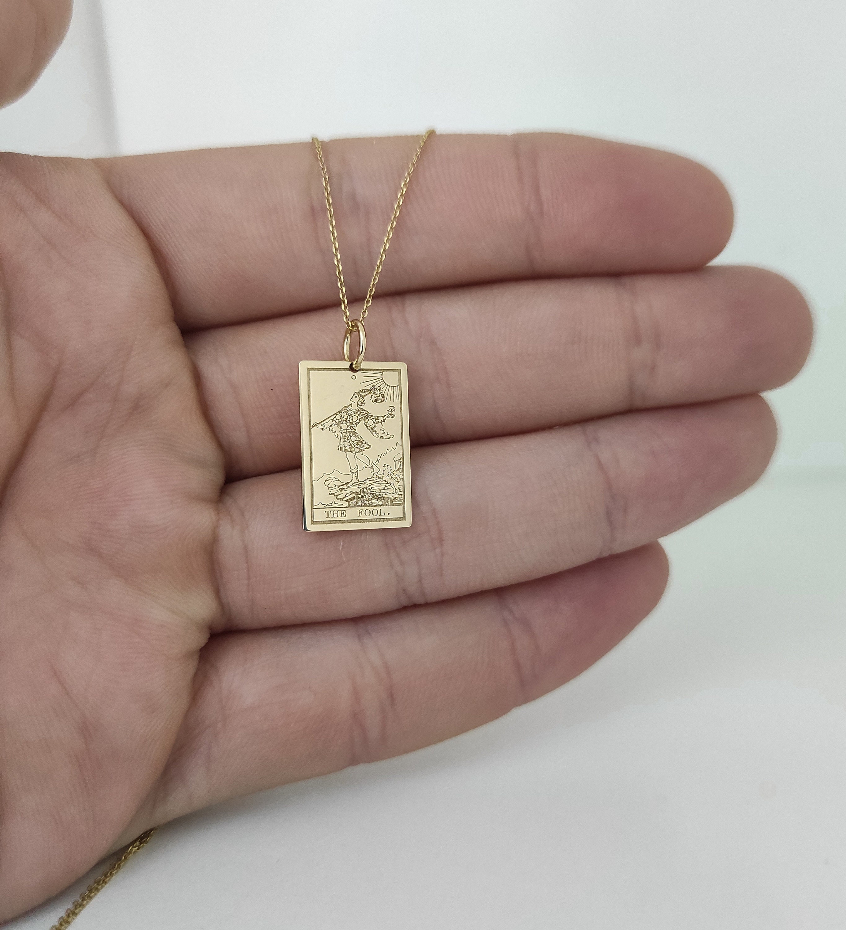 14K Gold the Fool Tarot Necklace Fortune Teller Pendant - Etsy