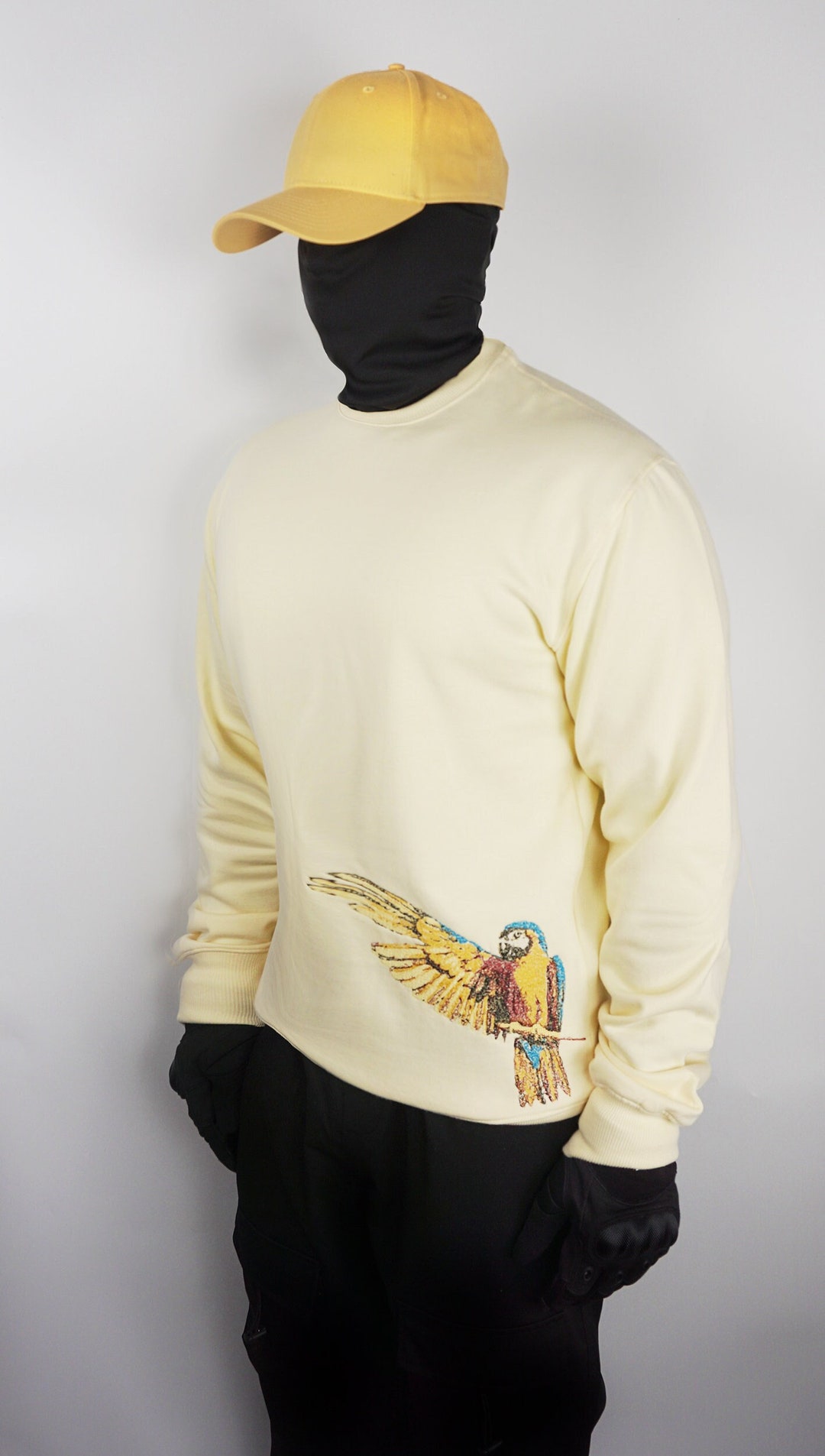Blue Macaw Parrot Embroidered Heavy Sweater Unisex | Nature Inspired ...