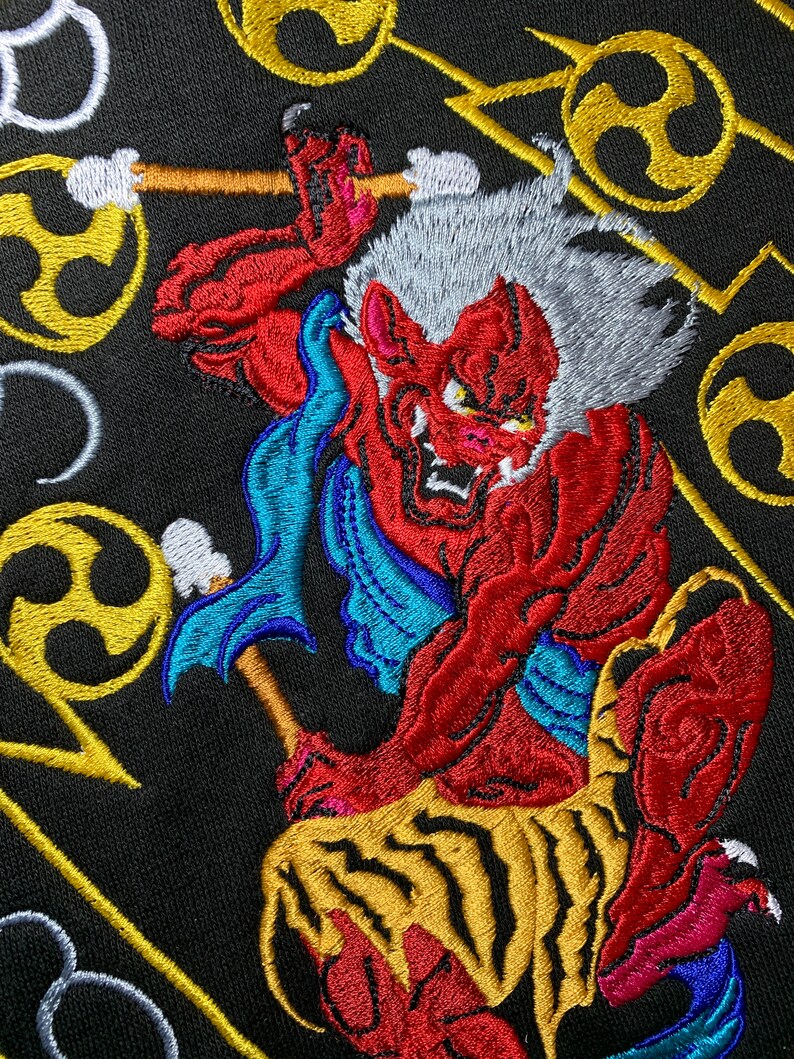 Anime Inspired Embroidered Denim Jacket Anime Gift Thunder - Etsy