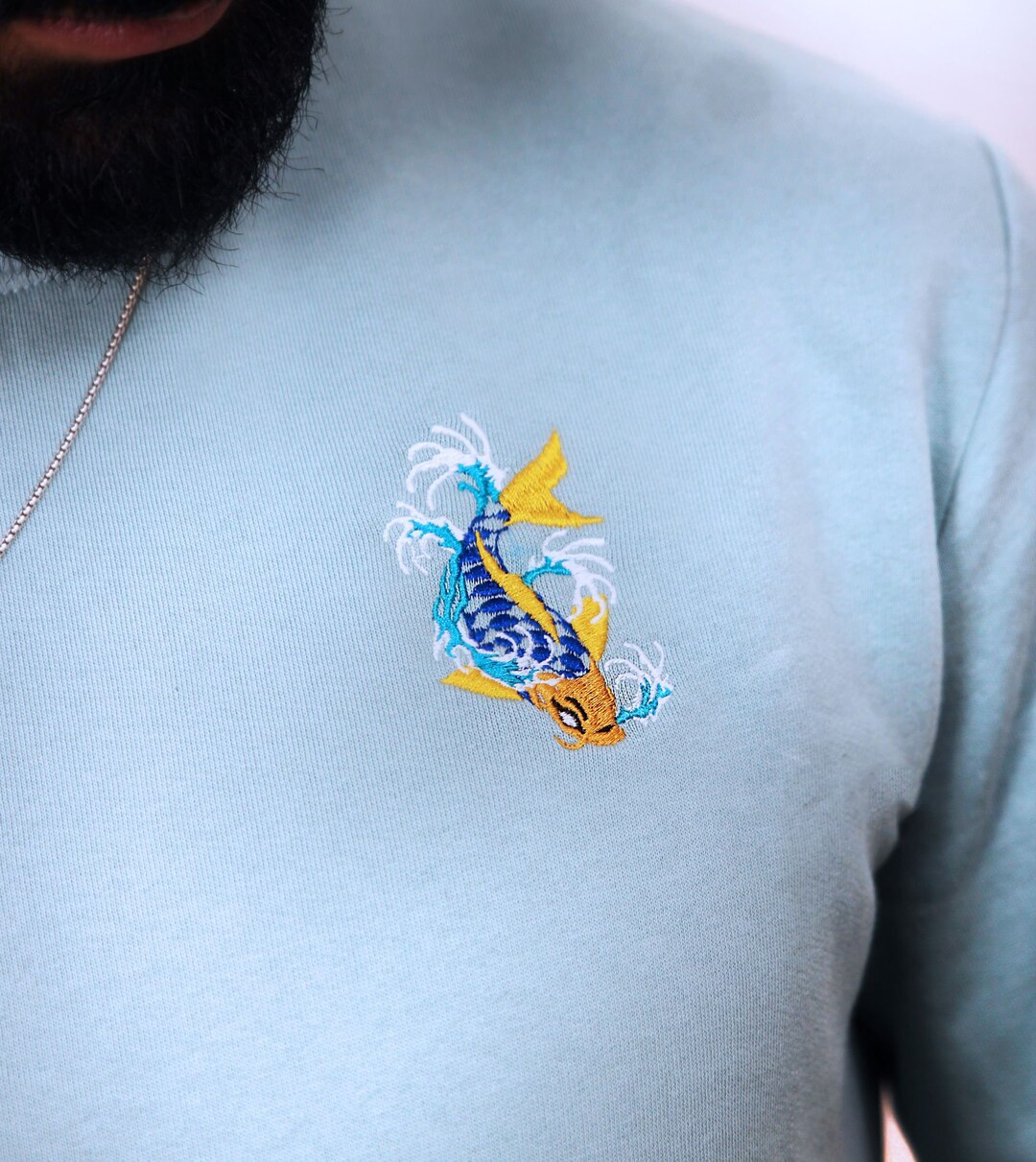 Embroidered Koi Fish Pure Organic Cotton Sweater | Japanese Gifts ...