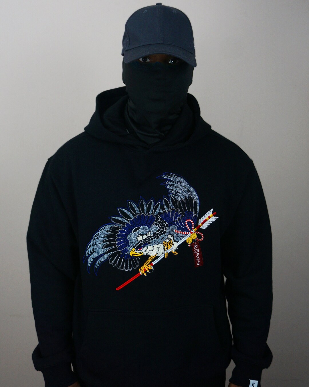 Blue Falcon Oni Demon Embroidered Oversized Unisex Hoodie | Traditional ...