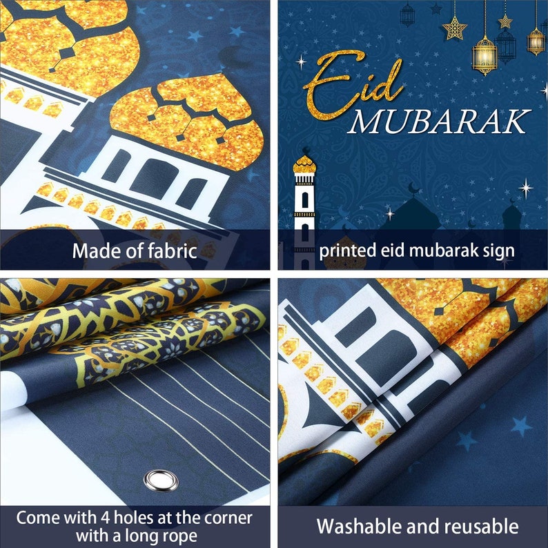 Eid Mubarak Banner Decoration for Home. Fabric Extra Large Eid Mubarak ...