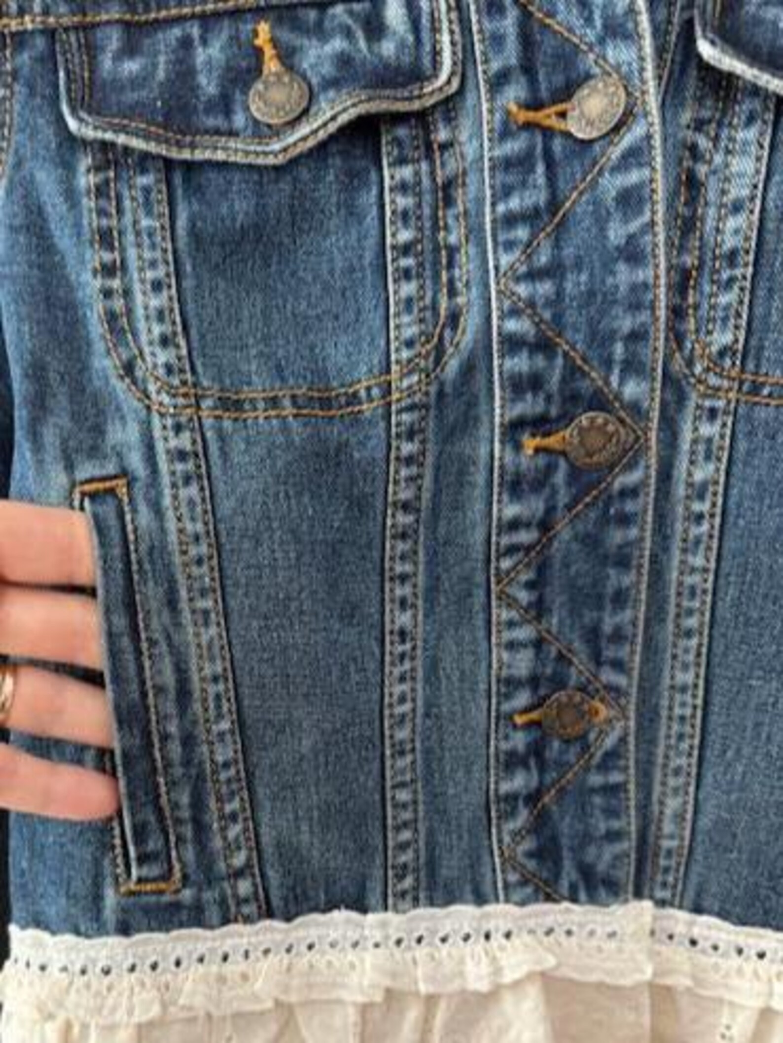 Denim Jacket With Custom Embroidered Design Size XS - Etsy