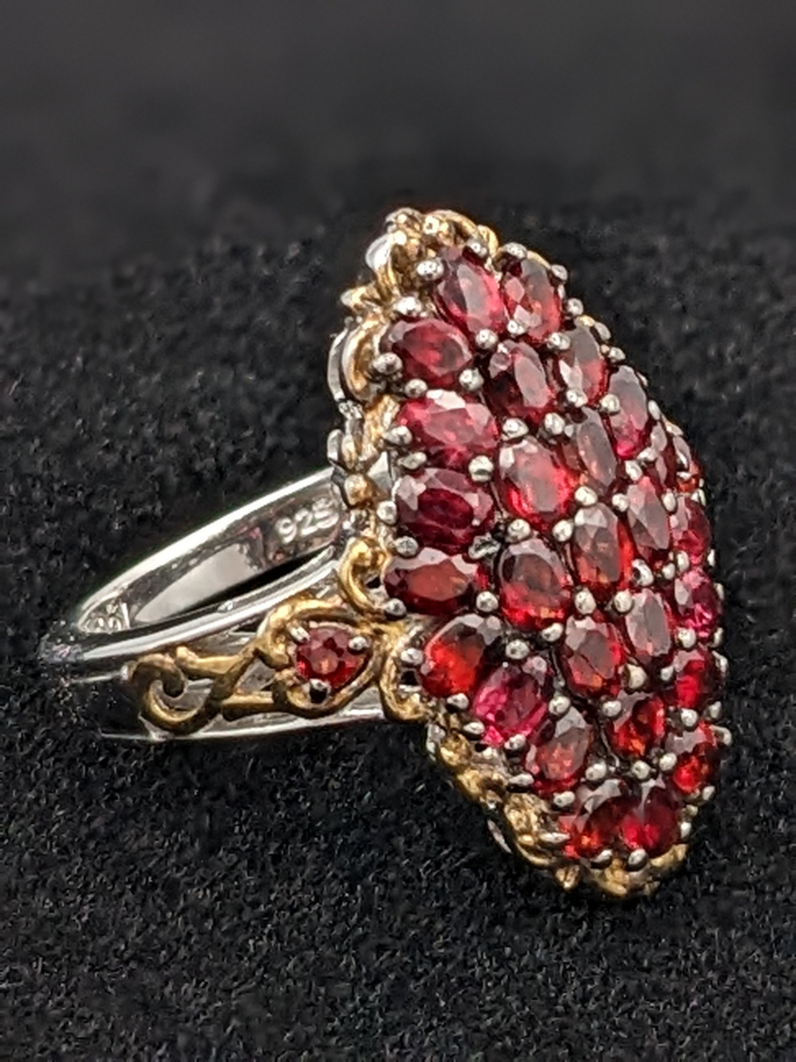 Genuine Anthill Garnet RARE Cluster Ring in Vermeil Yellow Gold and ...