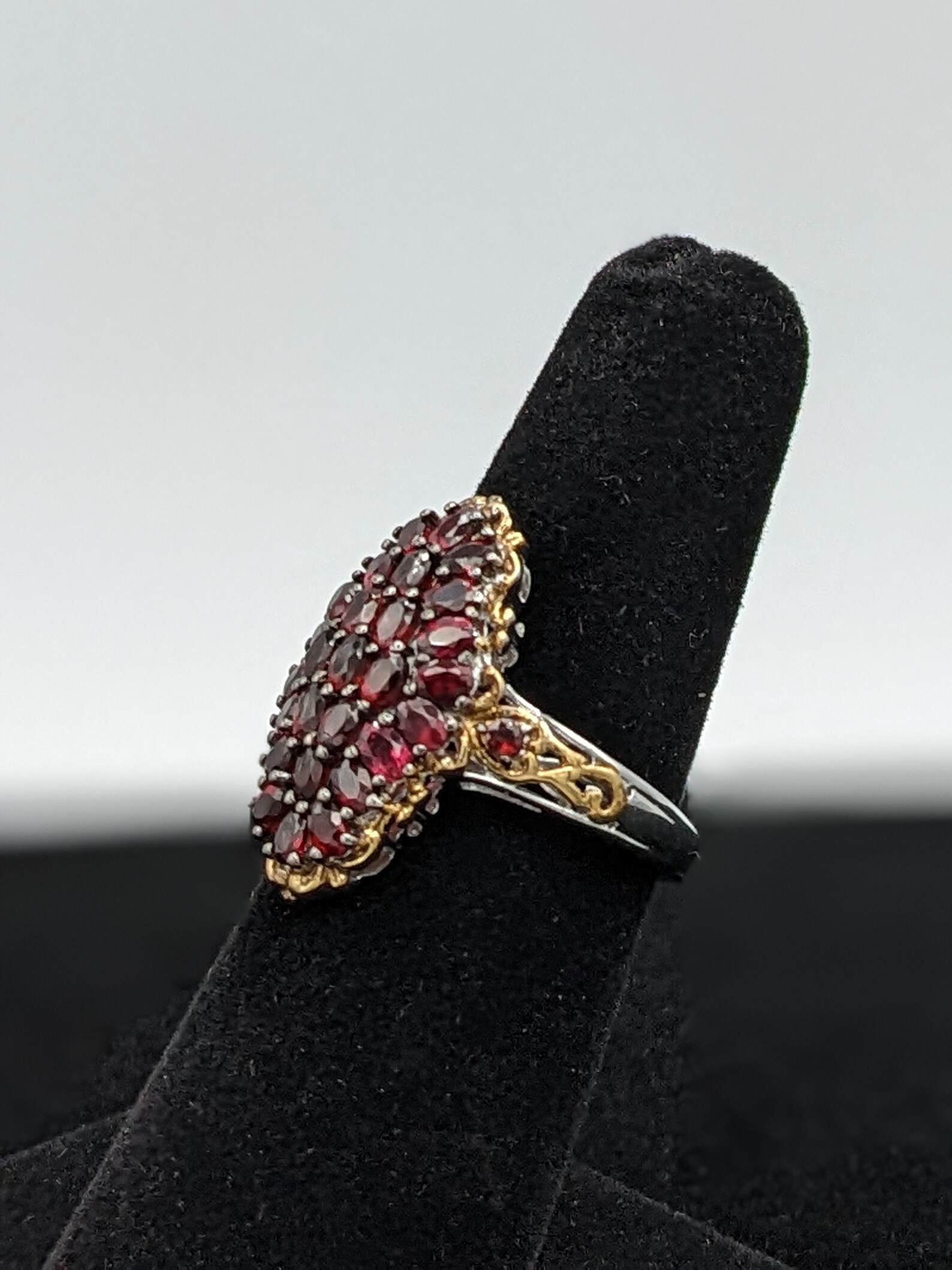 Genuine Anthill Garnet RARE Cluster Ring in Vermeil Yellow Gold and ...