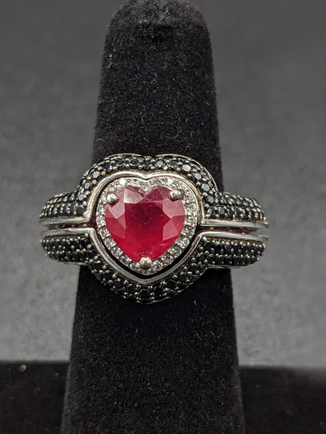 Genuine Niassa Ruby and Multi-gemstone Heart Shaped Caged / Statement ...