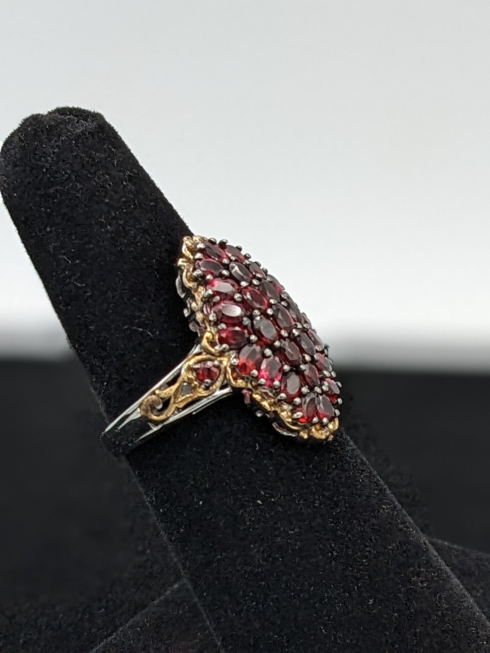 Genuine Anthill Garnet RARE Cluster Ring in Vermeil Yellow Gold and ...