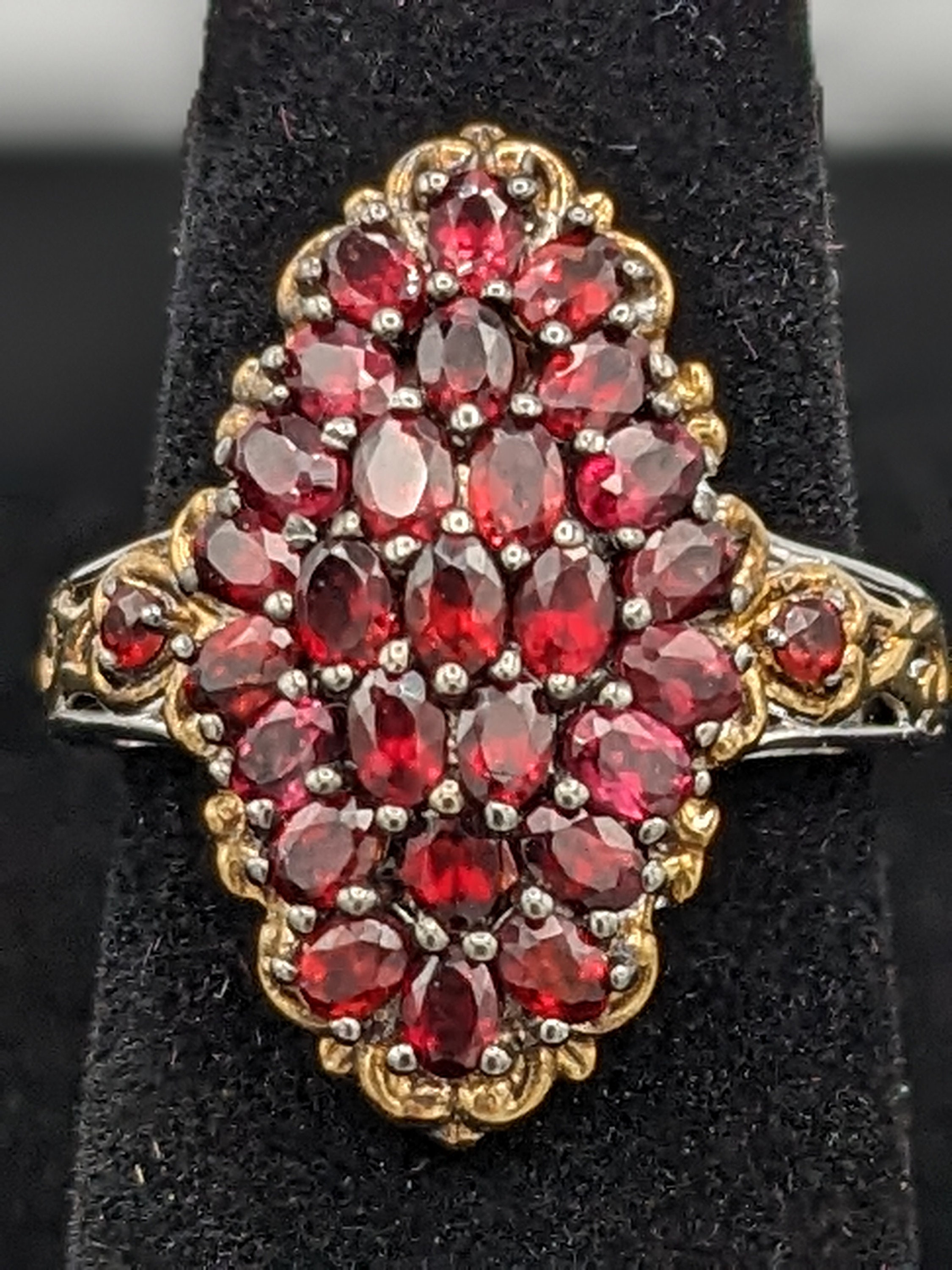 Genuine Anthill Garnet RARE Cluster Ring in Vermeil Yellow Gold and ...