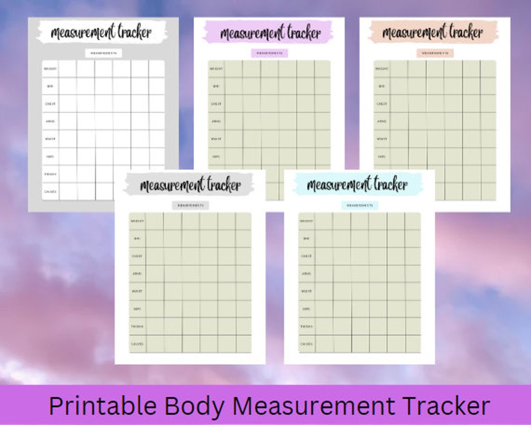 Monthly Body Measurement Tracker: 5 Stylish Designs for PDF Download - Etsy