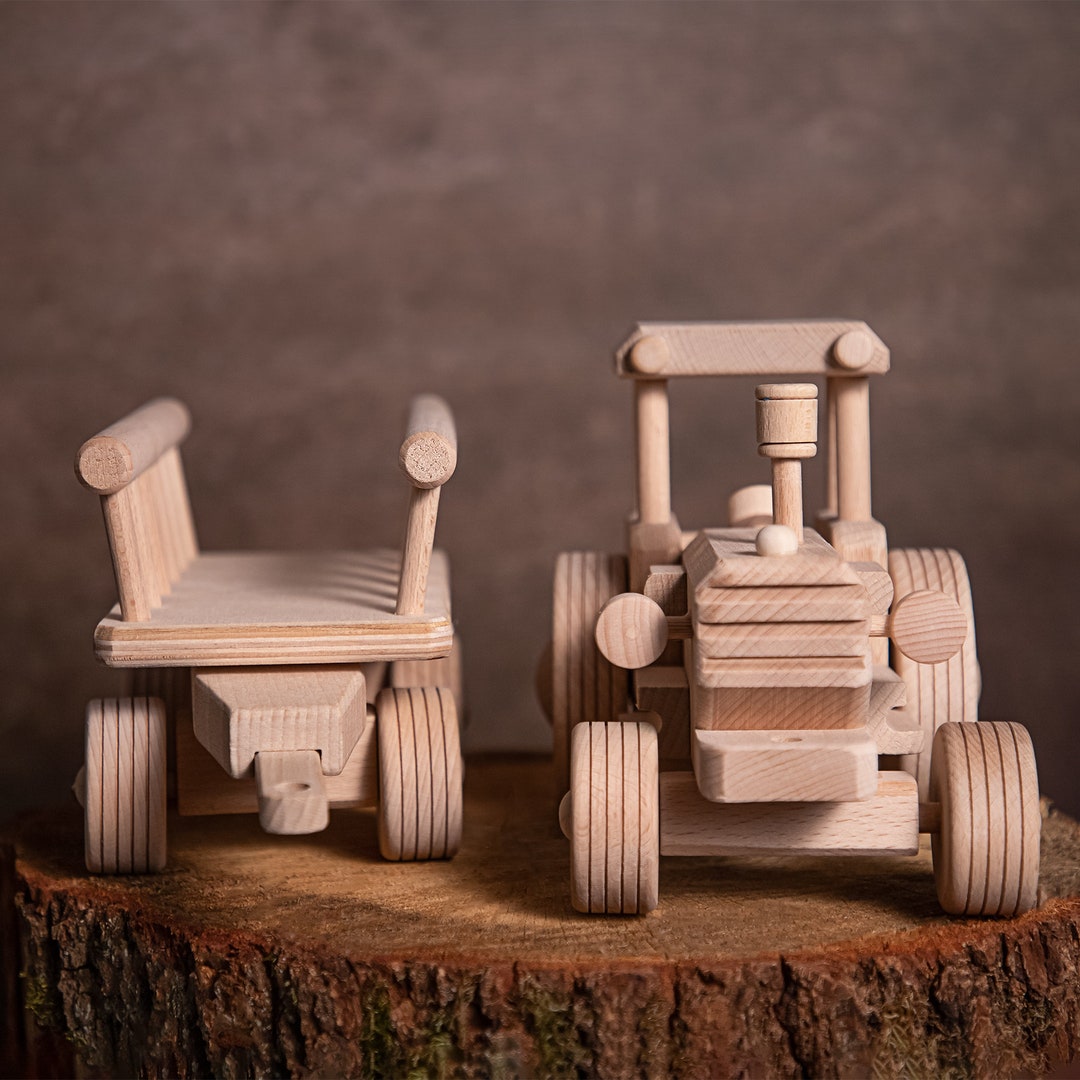 Handmade Wooden Tractor With Trailer Wooden Truck Wooden - Etsy