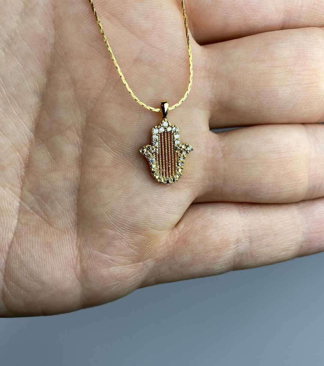 Hamsa Hand Necklace Hand of God Hand of Fatima Gold Jewelry for Women ...