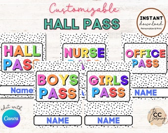 Editable Hall Pass Template - Etsy