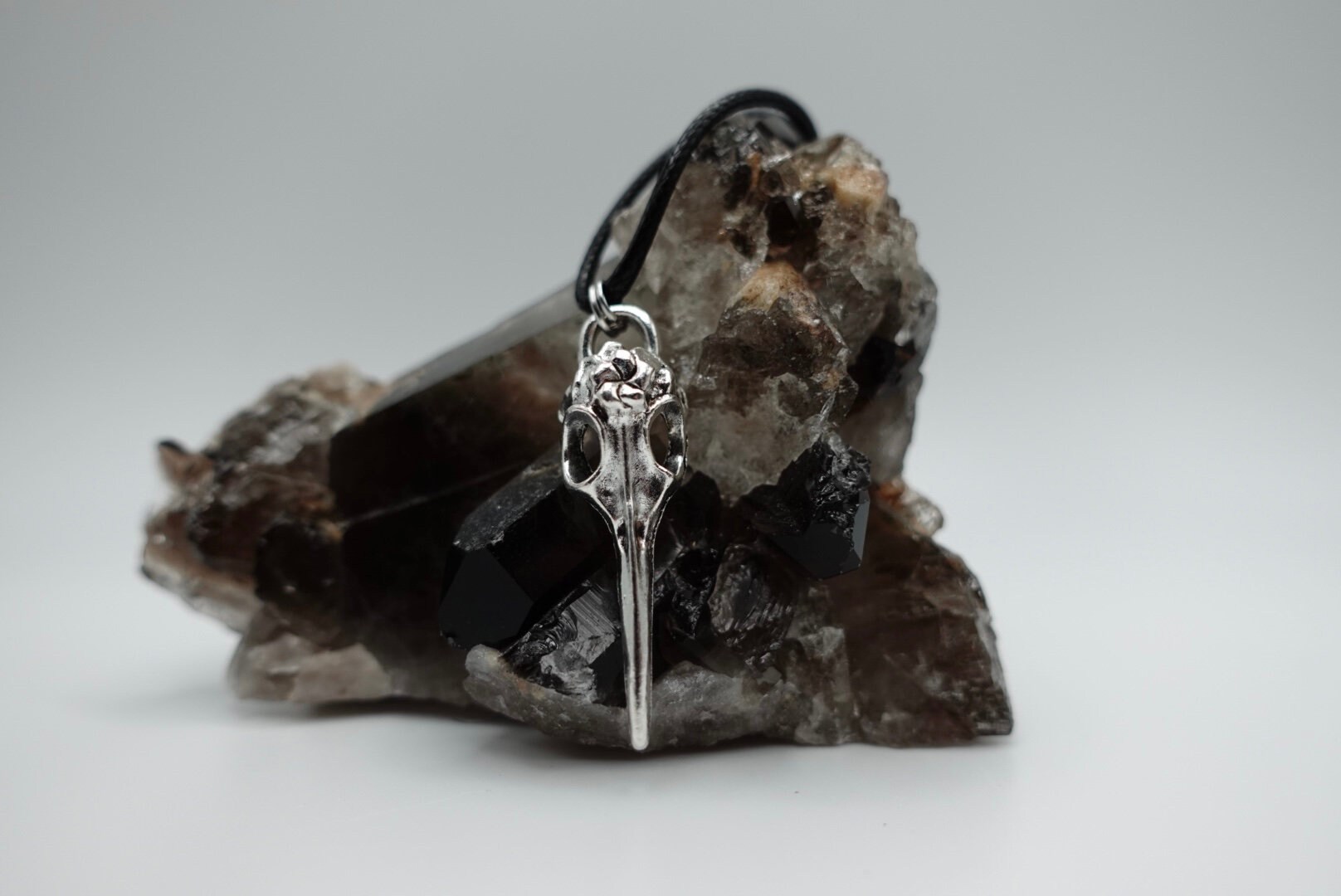 Silver Raven Skull Necklace Long Nose Raven Skull Necklace Skull ...