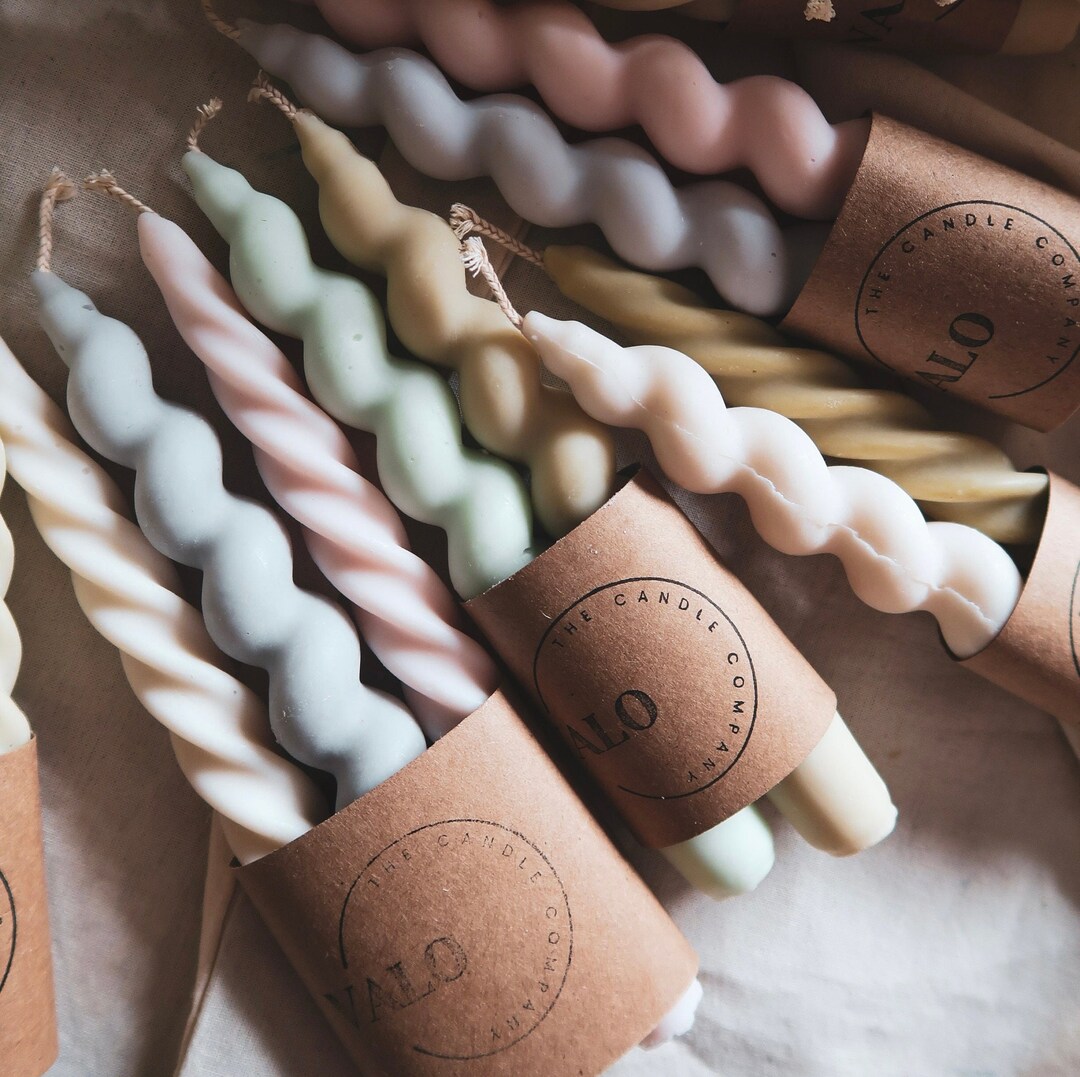 FRAGRANCED DINNER TABLE Taper Candles / Set of 2 Long Twist Candles ...