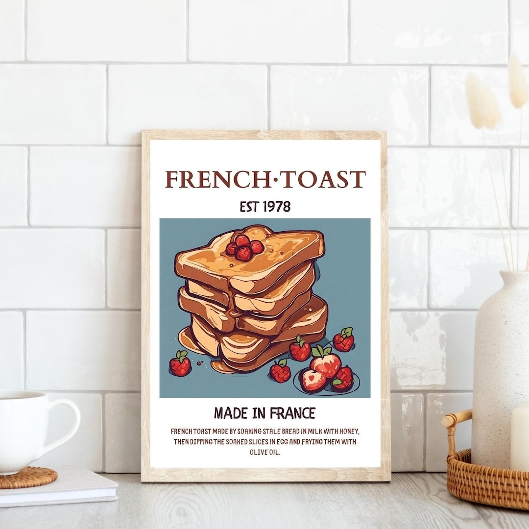 French Toast Poster, Food Art Print, Digital Download, Retro French ...