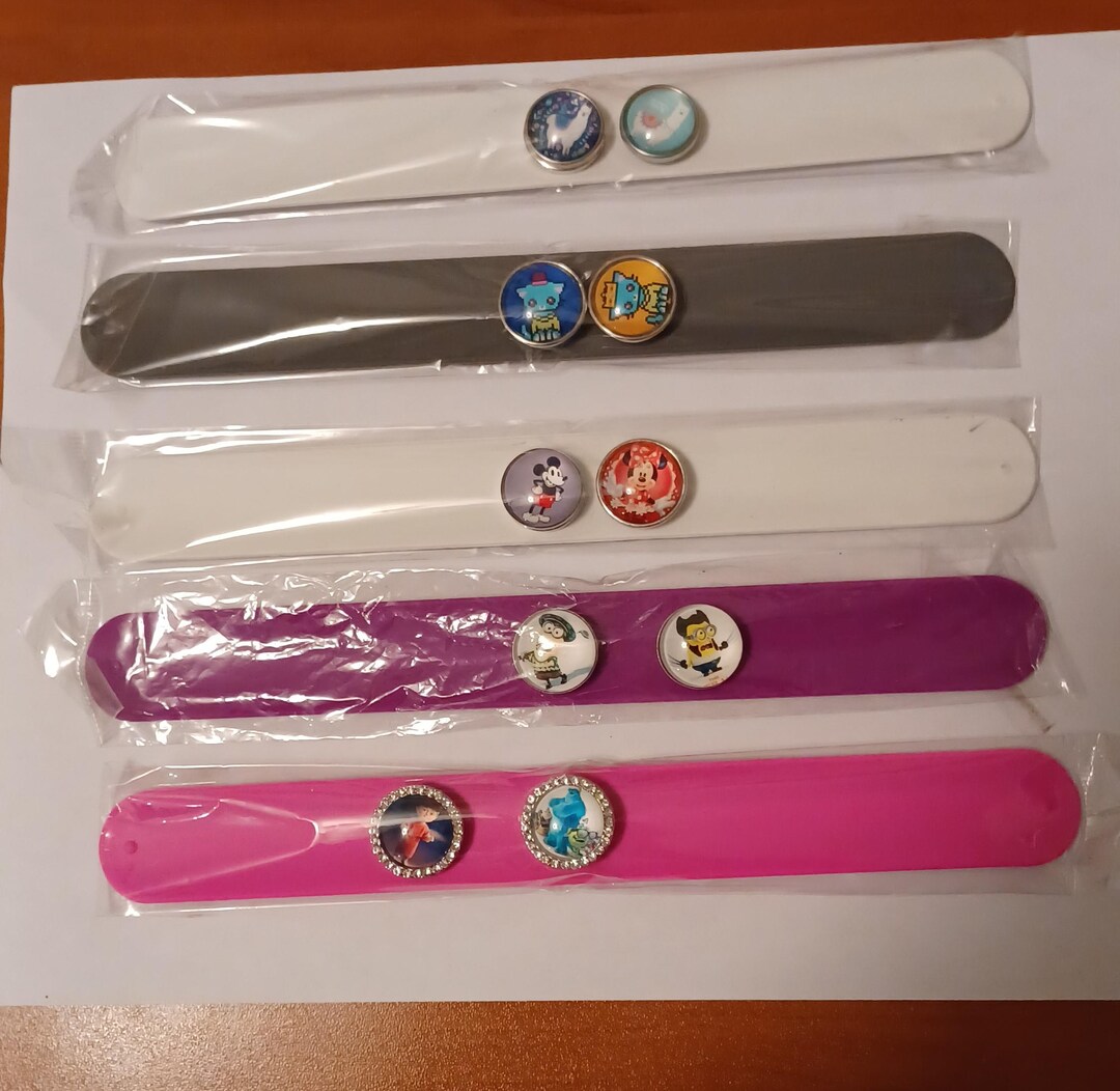 Child's Snap Button Slap Bracelet With 2 Charms - Etsy