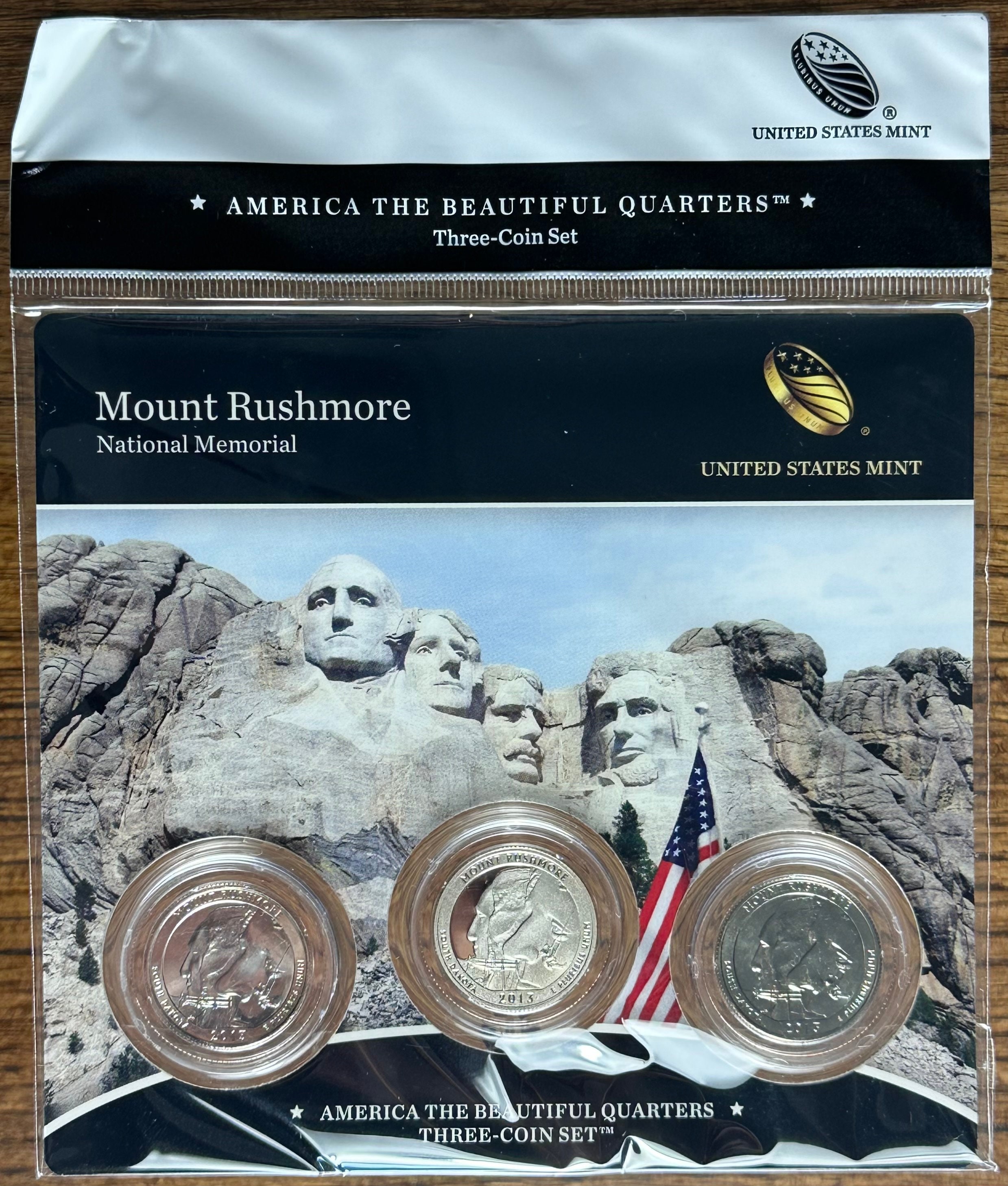 2013 Mount Rushmore National Memorial Quarter PDS ATB Sealed 3 Coin Set ...