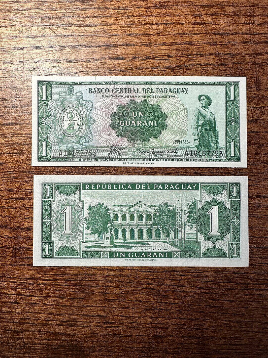 1963 PARAGUAY 1 Guarani Banknote Paper Money Central Bank of Paraguay ...