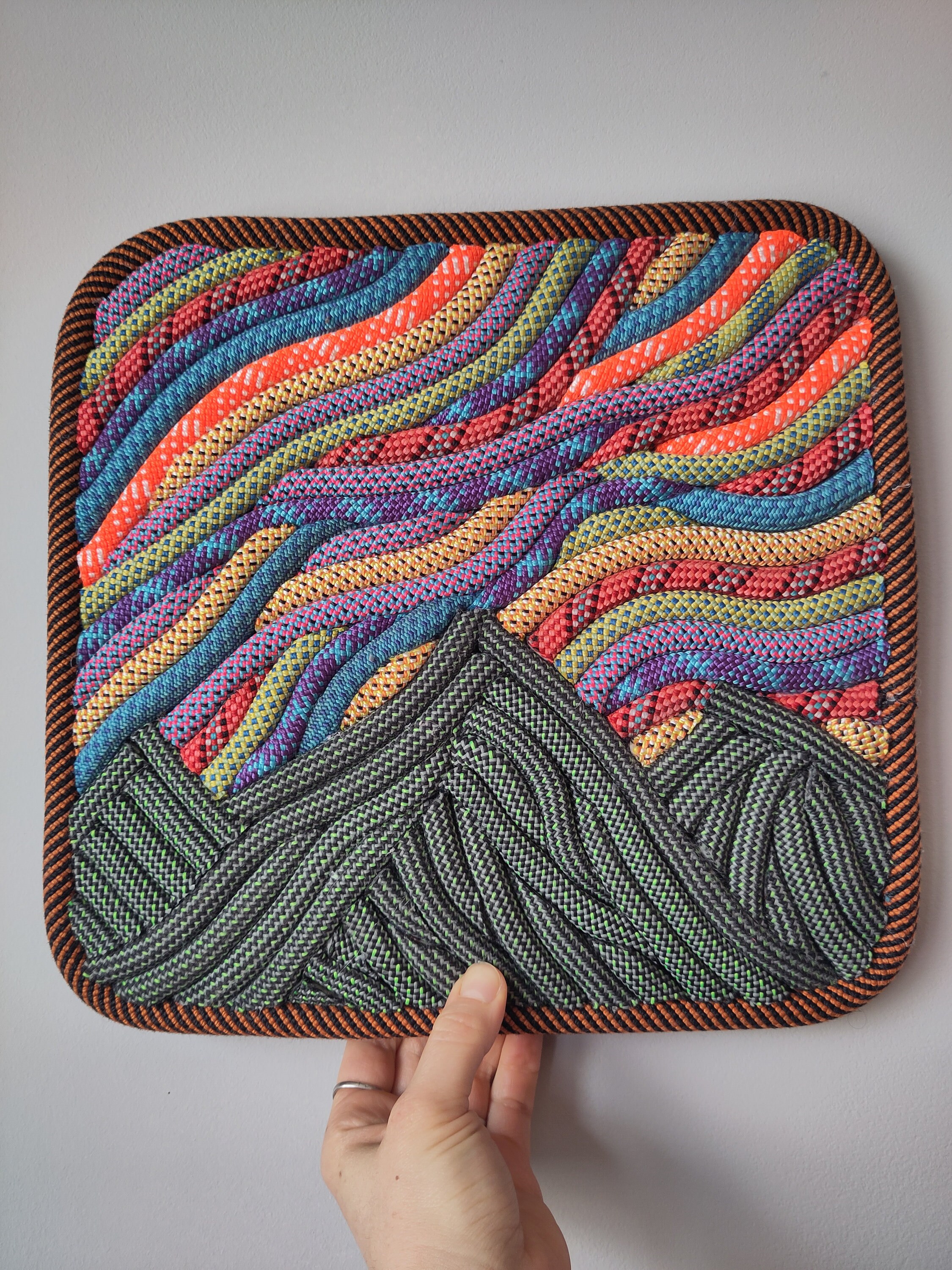 Rainbow Sky Mountains Recycled Climbing Rope Art Unique Gifts for ...
