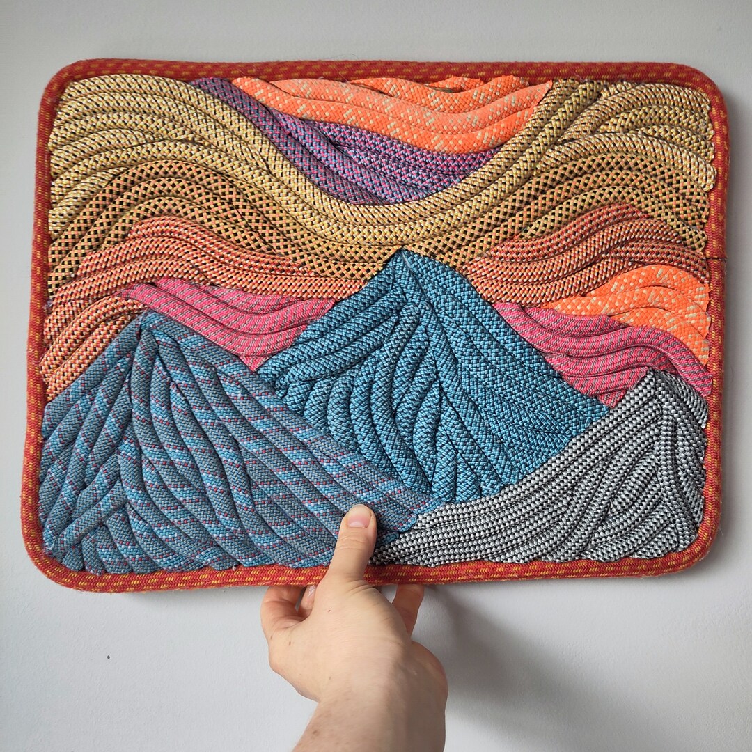 Sunset Sky Mountains Recycled Climbing Rope Art Unique Gifts for ...