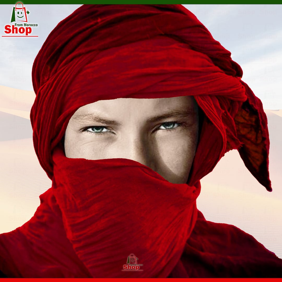 Long Tuareg Moroccan Scarf RED Color Ethnic Turban Sahara Berber ...