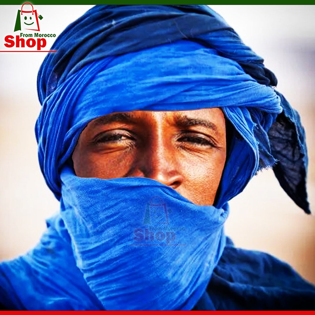 Long Tuareg Moroccan Scarf Ethnic Turban Sahara Berber Handmade Unisex ...