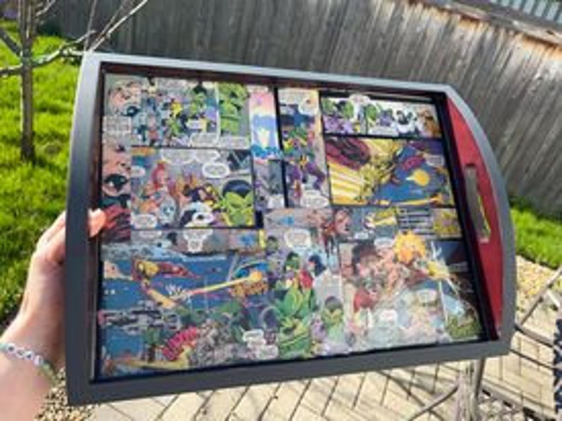 Resin Marvel Themed Comic Tray, Super Hero Deco, Handmade Epoxy Resin ...