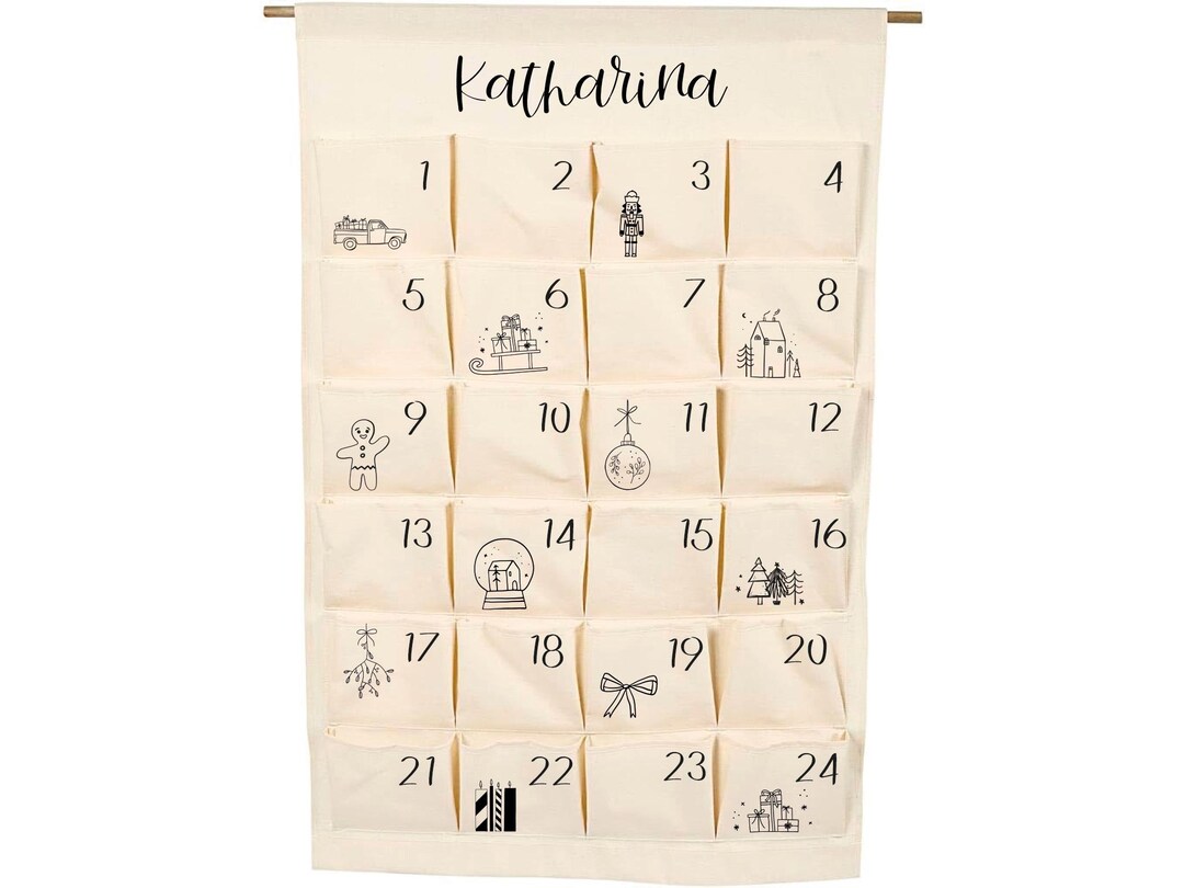 Personalized Fabric Advent Calendar With 24 Pockets and Name to Fill ...