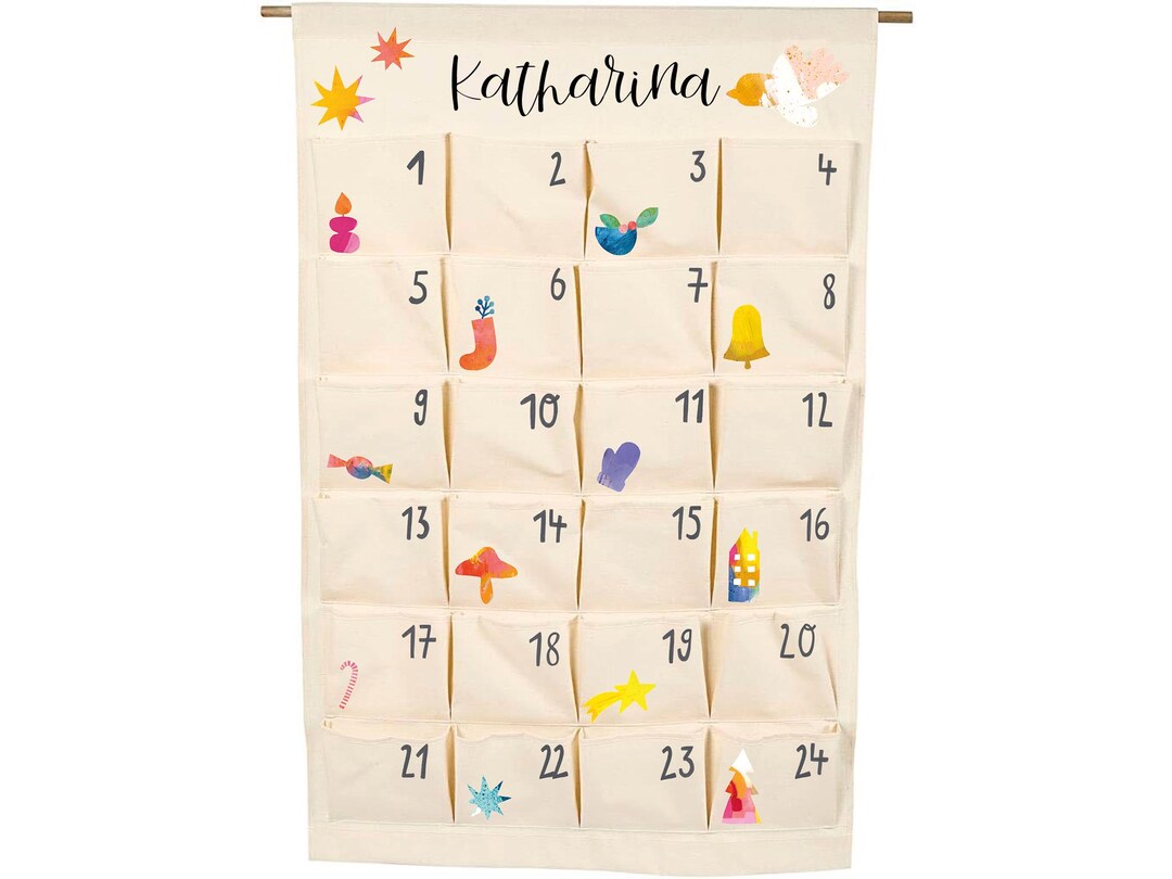 Personalized Fabric Advent Calendar With 24 Pockets and Name to Fill ...