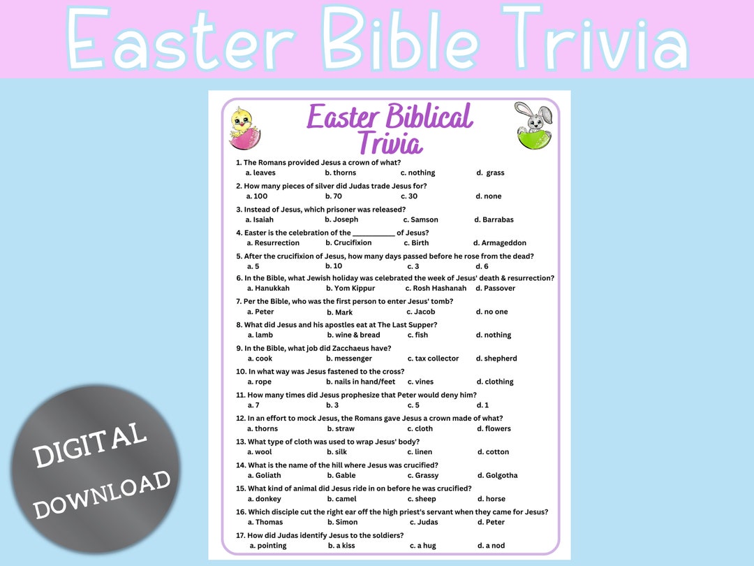 Easter Bible Trivia丨easter Trivia Printable丨bible Trivia Game丨bible ...
