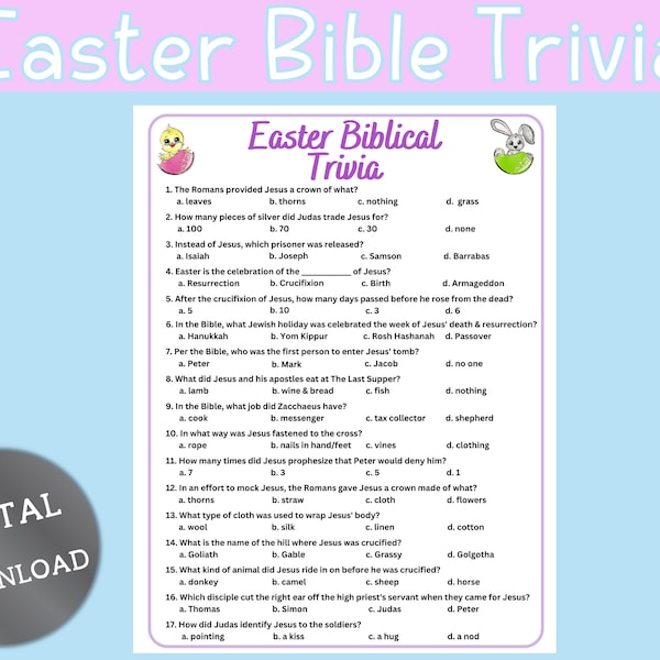 Bible Trivia Printable - Etsy
