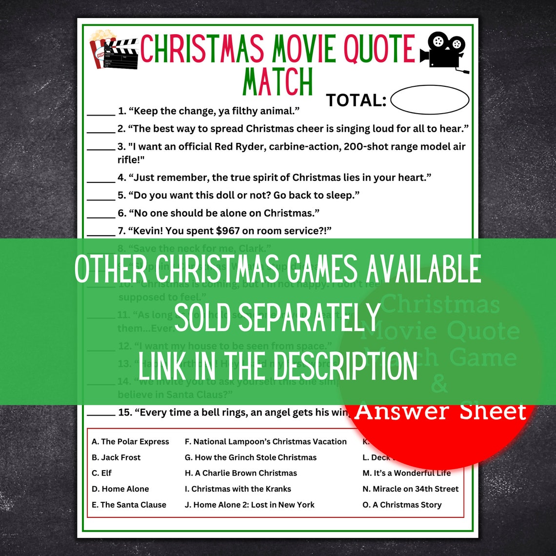 Name the Christmas Movie Game Christmas Movie Trivia Printable ...