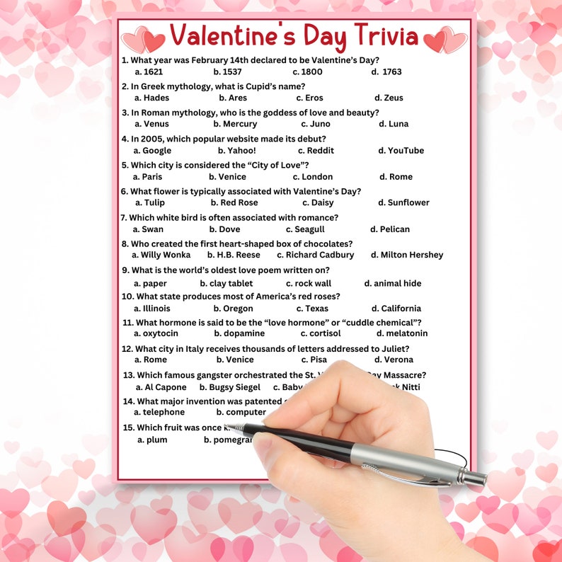 Valentines Day Trivia Game丨valentines Trivia Game丨valentines Day Game丨 ...