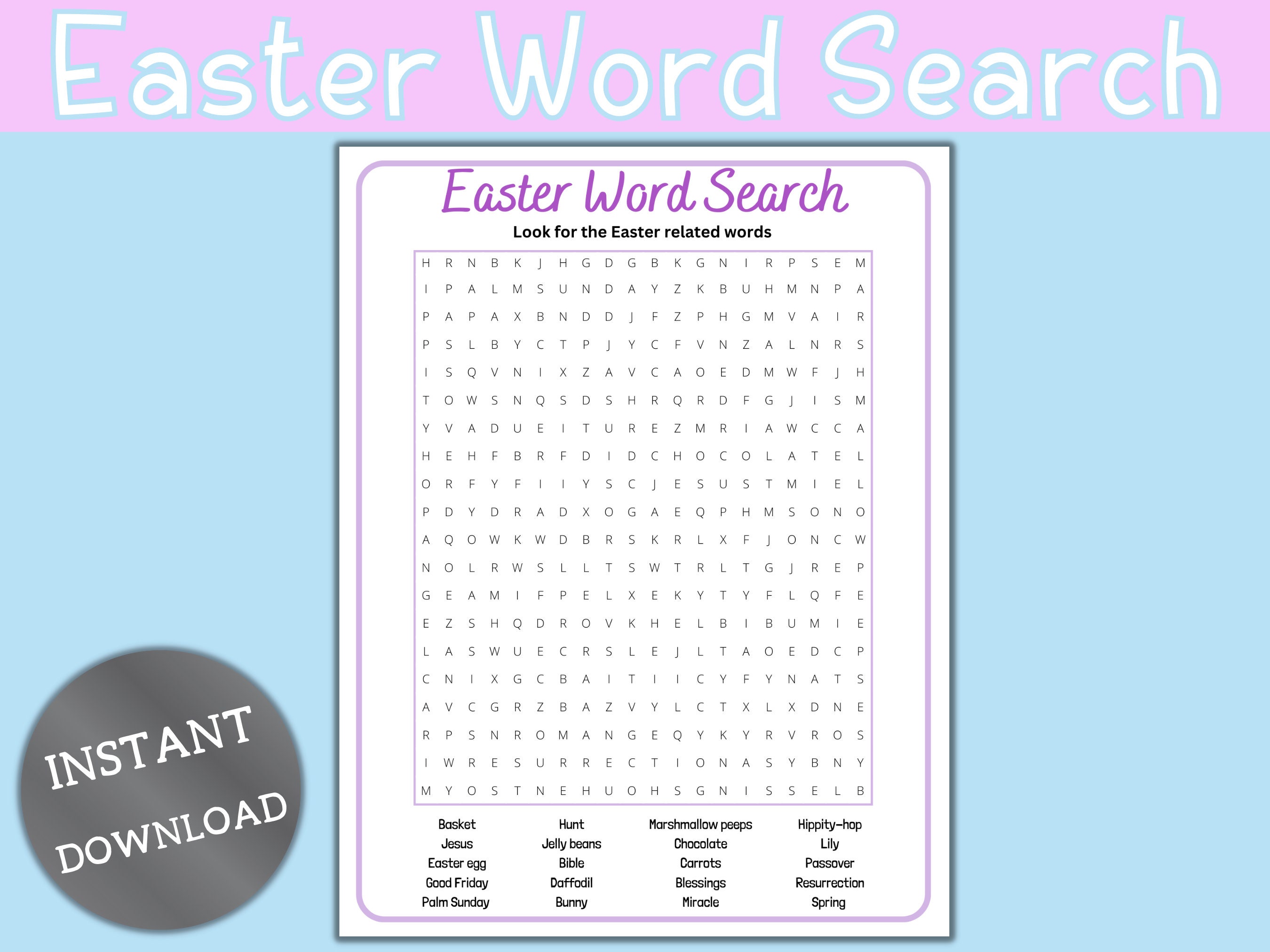 Easter Word Search丨printable Easter Game丨printable Easter Word Search丨 ...