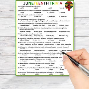 Juneteenth Trivia Game Printable | African American History Quiz ...