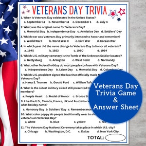 Veterans Day Trivia | Veterans Day Trivia Game | Veterans Day Questions ...