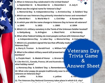 Veterans Day Games Printable Veterans Day Activities Party - Etsy