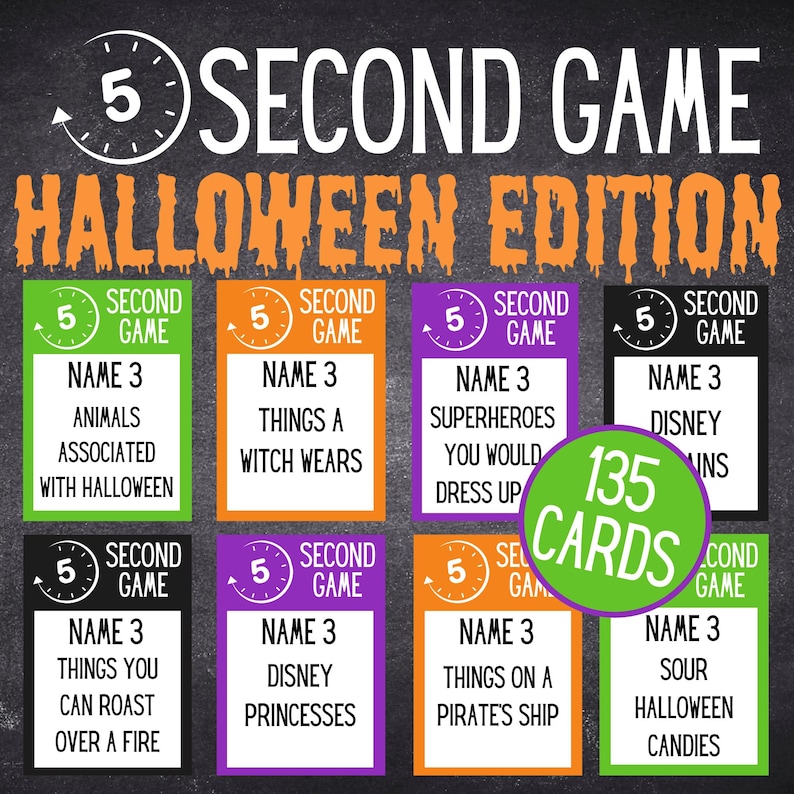 Halloween 5 Second Game | Printable Halloween Game | Halloween Activity ...