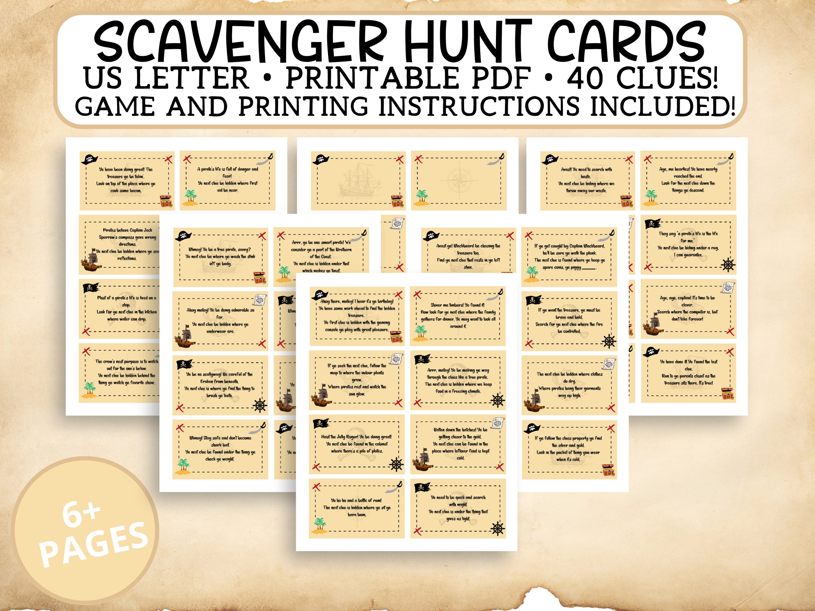 Indoor Birthday Treasure Hunt - Pirate Theme | Birthday Scavenger Hunt ...
